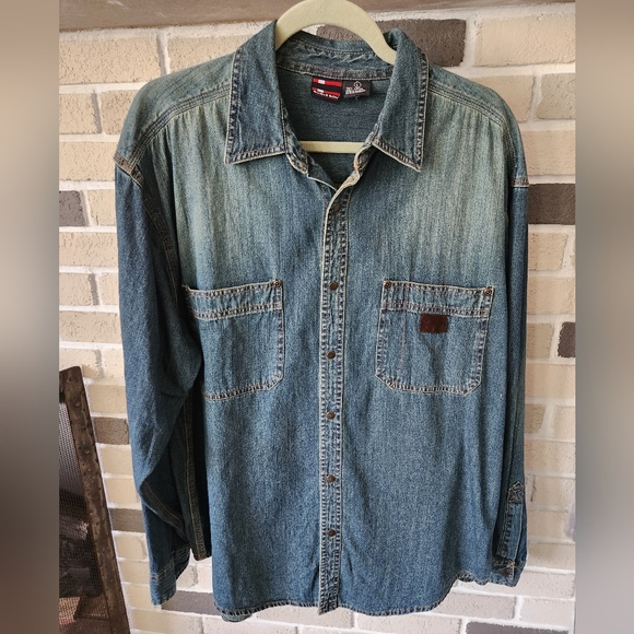 Bugle Boy | Shirts | Vintage Bugle Boy Faded Denim Snap Front Shirt 9s ...